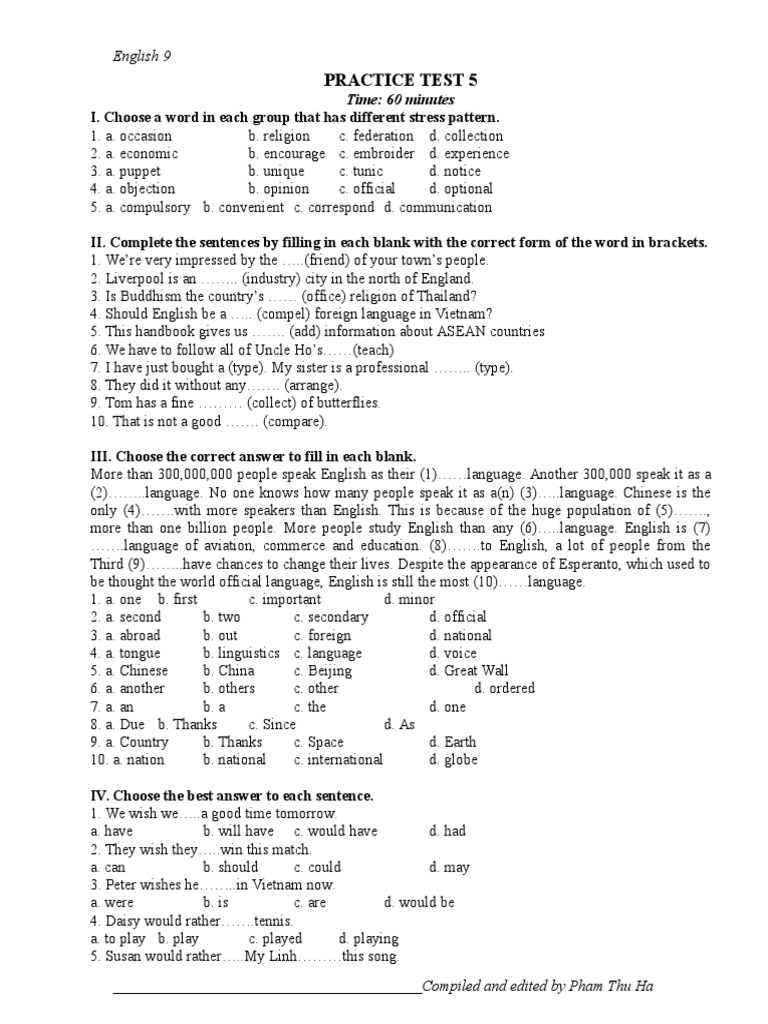 Practice Test 5 Pdf Ellipsis English Language