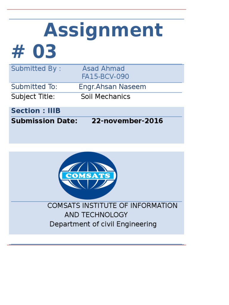 Assignment # 03: Submitted By: Asad Ahmad FA15-BCV-090 | PDF