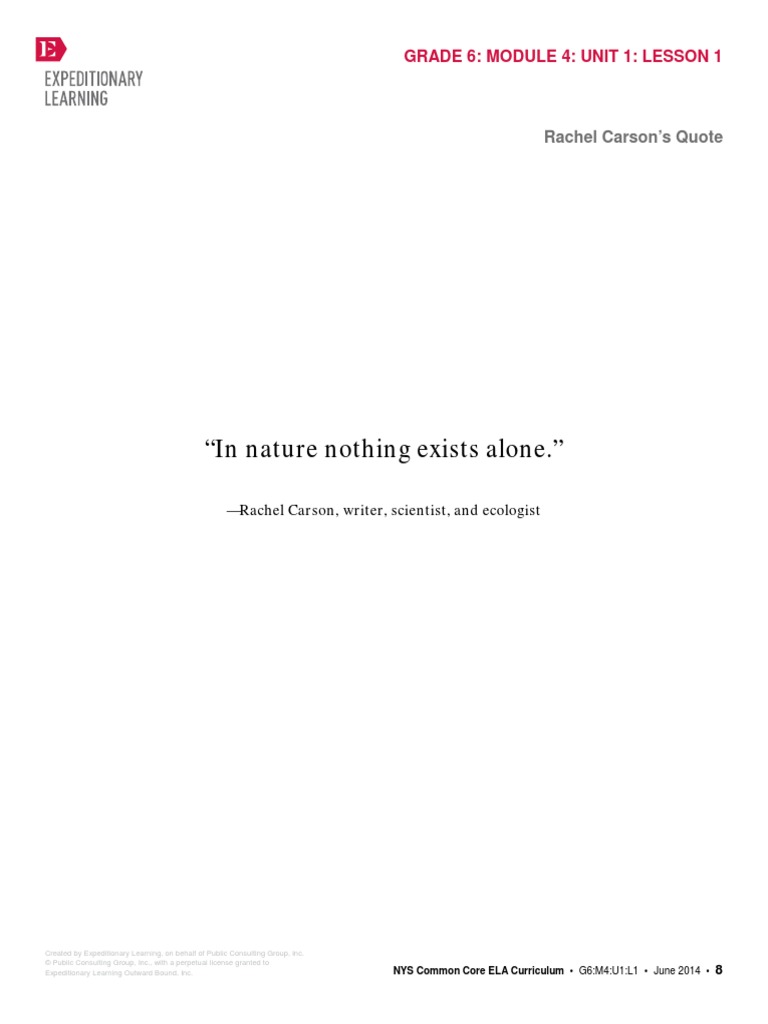 "In Nature Nothing Exists Alone.": Grade 6: Module 4: Unit 1: Lesson 1 ...