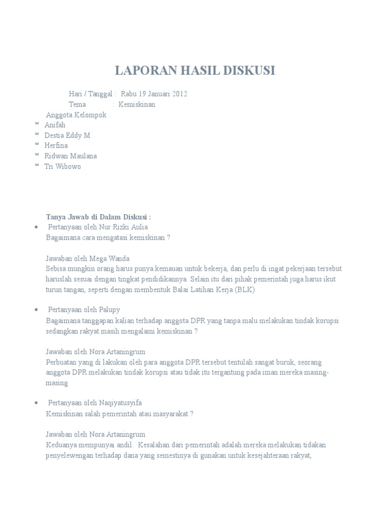 Laporan Hasil Diskusi | PDF