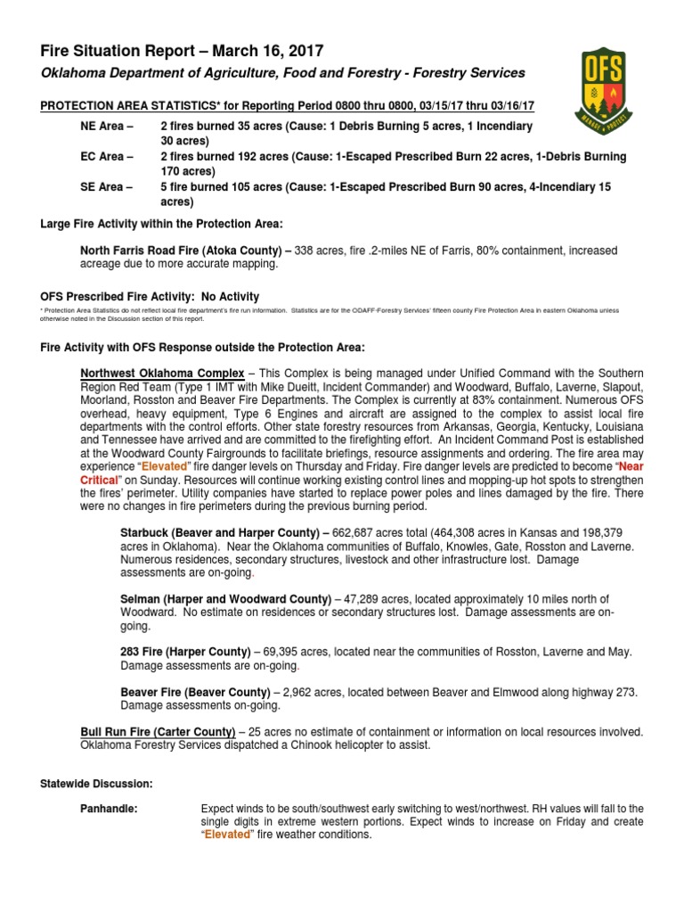 Fire Situation Report 03-16-17 | PDF | Wildfire | Wound