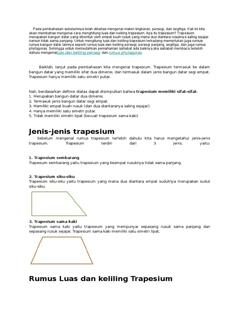 Rumus Luas dan Keliling Trapesium | PDF | Metode & Bahan Ajar