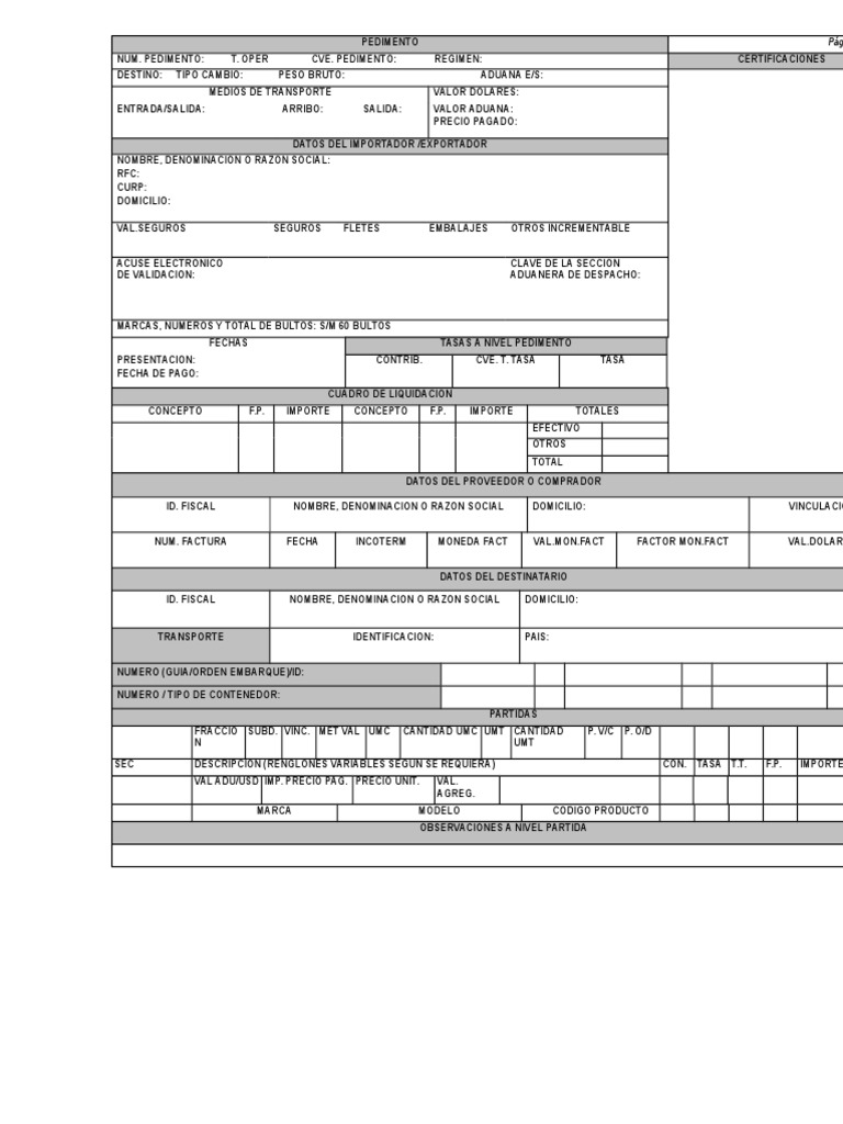 Documents - MX Pedimento-Vacio