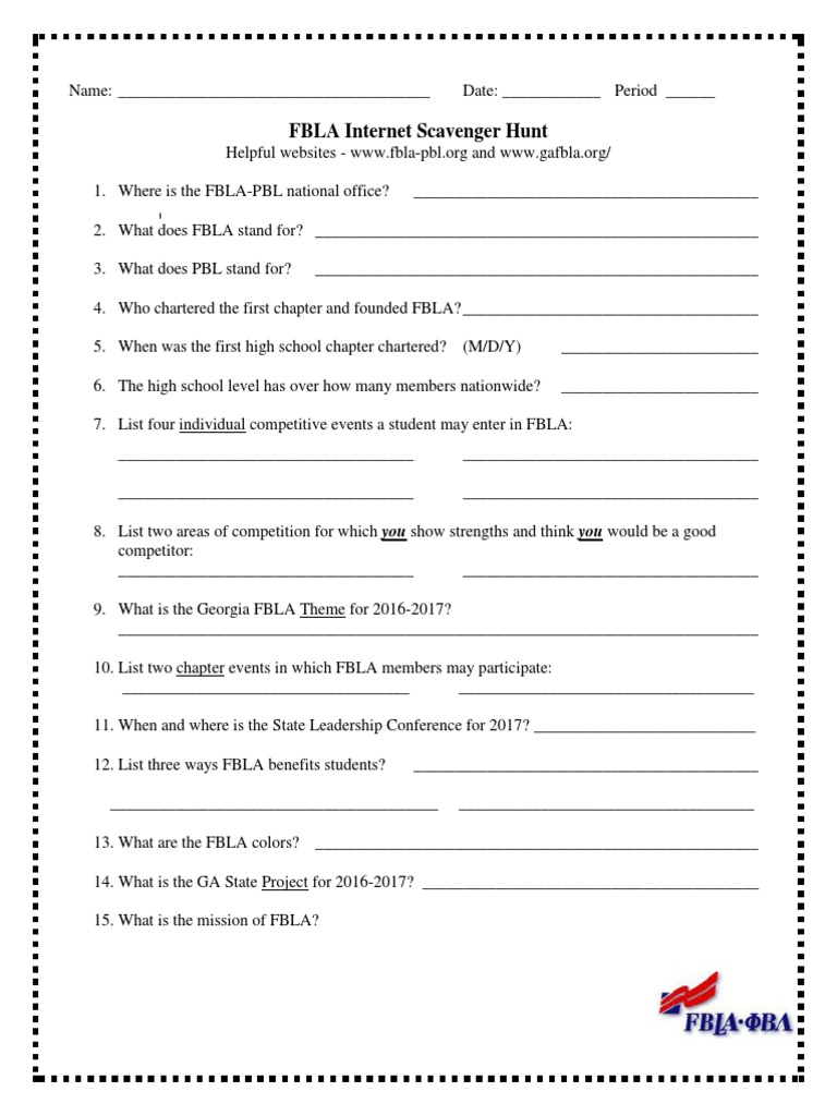 2017 fbla scavenger hunt