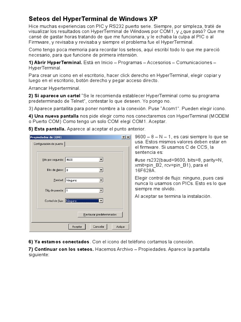 Usar Hyperterminal | PDF | Ingeniería Informática | Tecnología digital