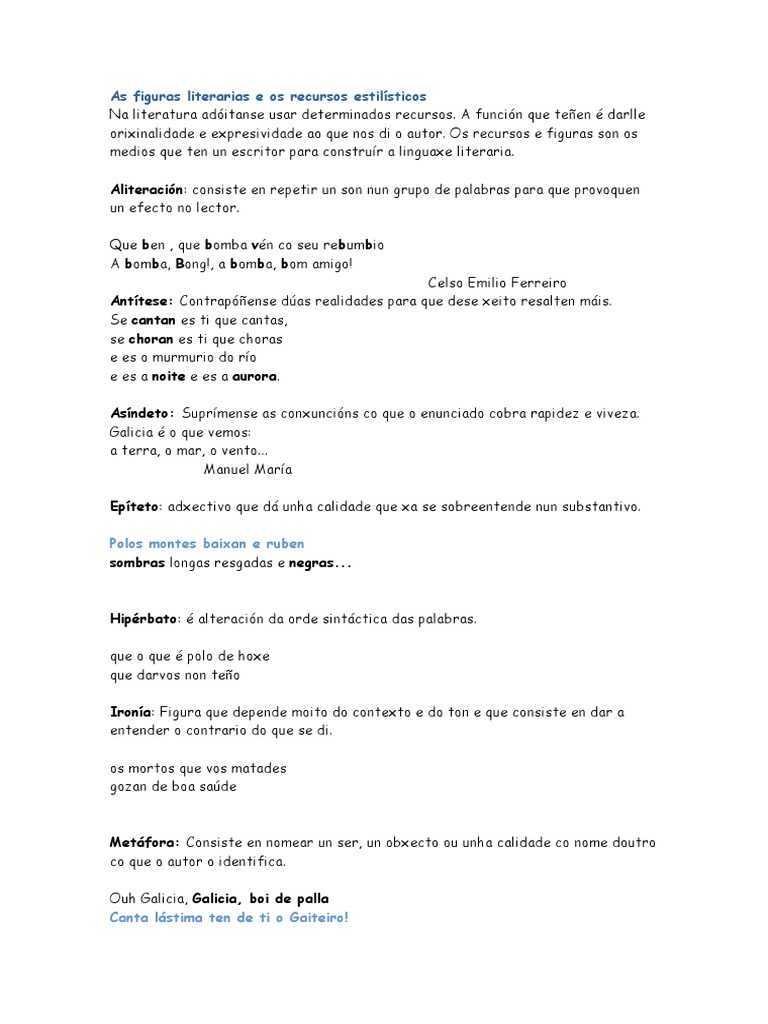 As Figuras Literarias e Os Recursos Estilísticos | PDF