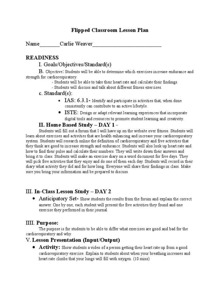 Flipped Classroom Lesson Plan | PDF | Career & Growth
