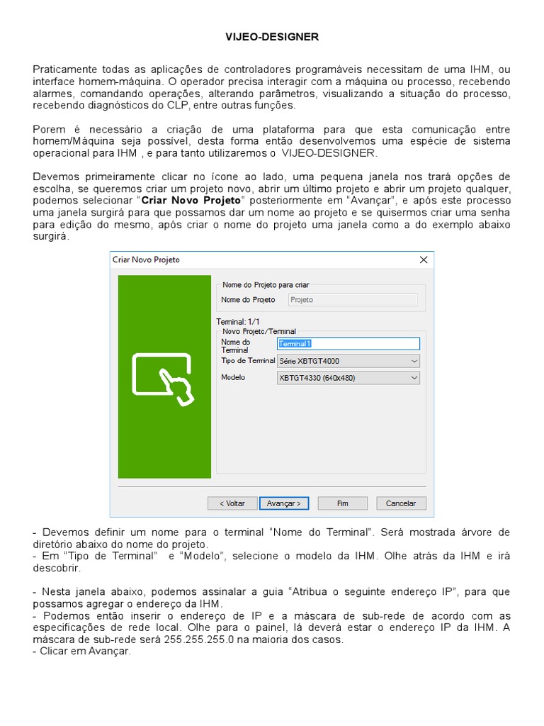 Tutorial IHM Vijeo | PDF | Controlador lógico programável | Janela (informática)
