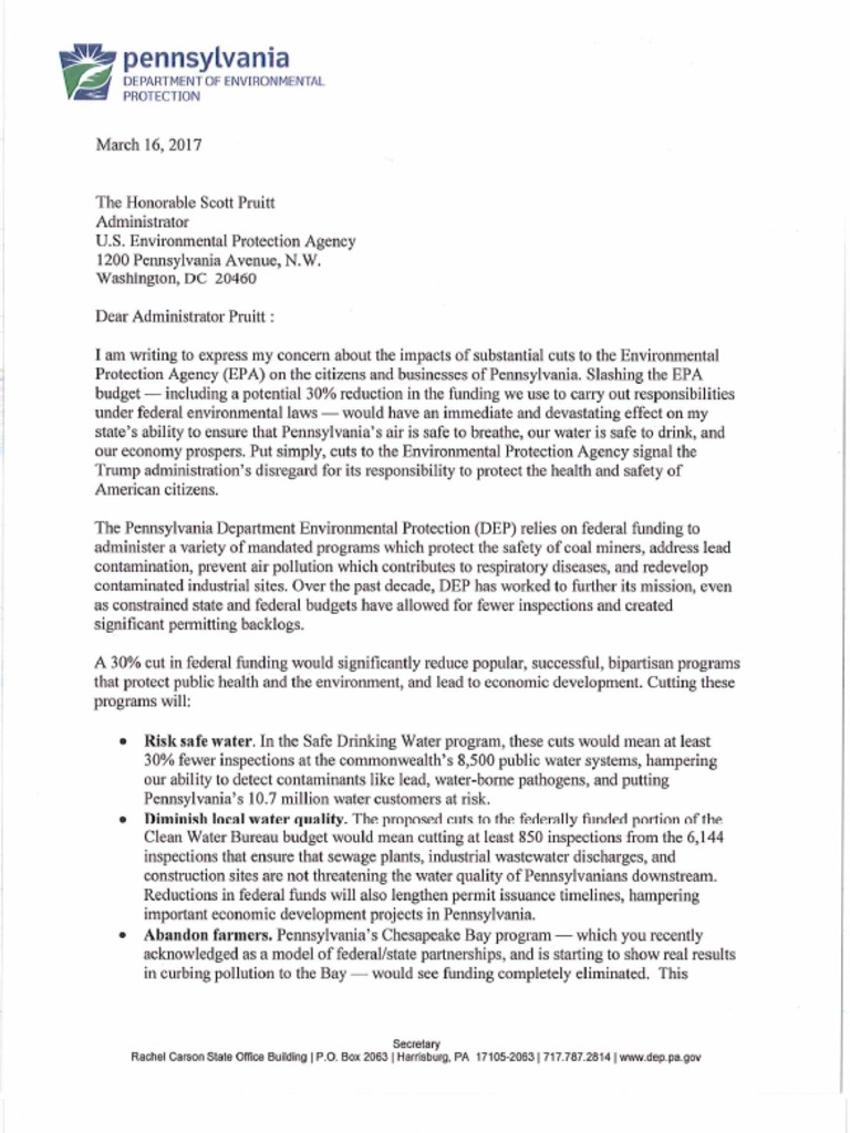 McDonnell Letter To EPA | PDF