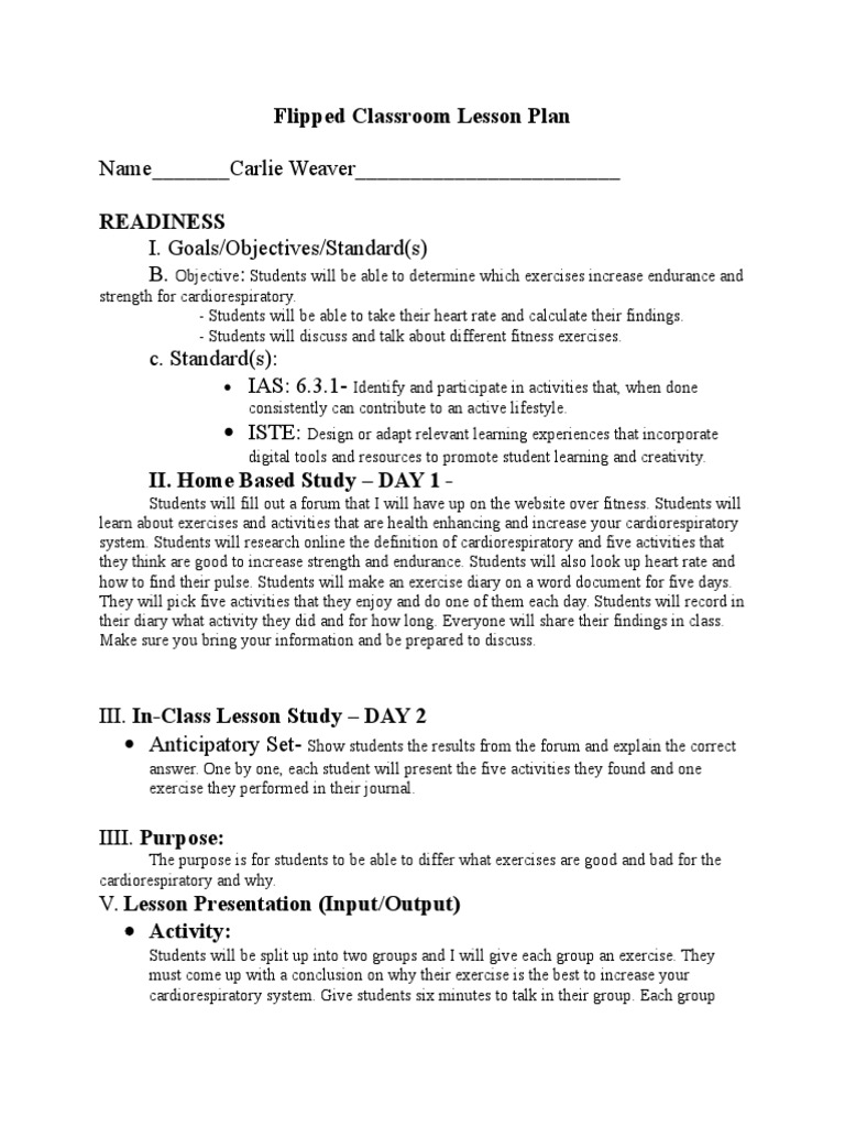 Flipped Classroom Lesson Plan | PDF | Career & Growth