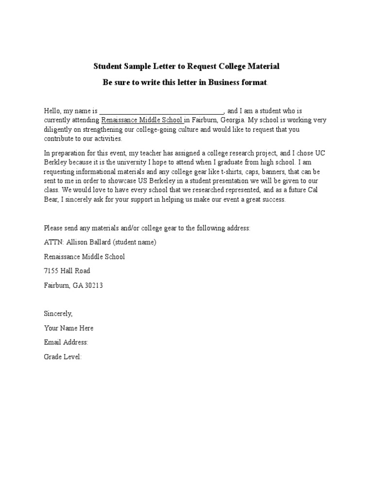 Request for College Materials | PDF