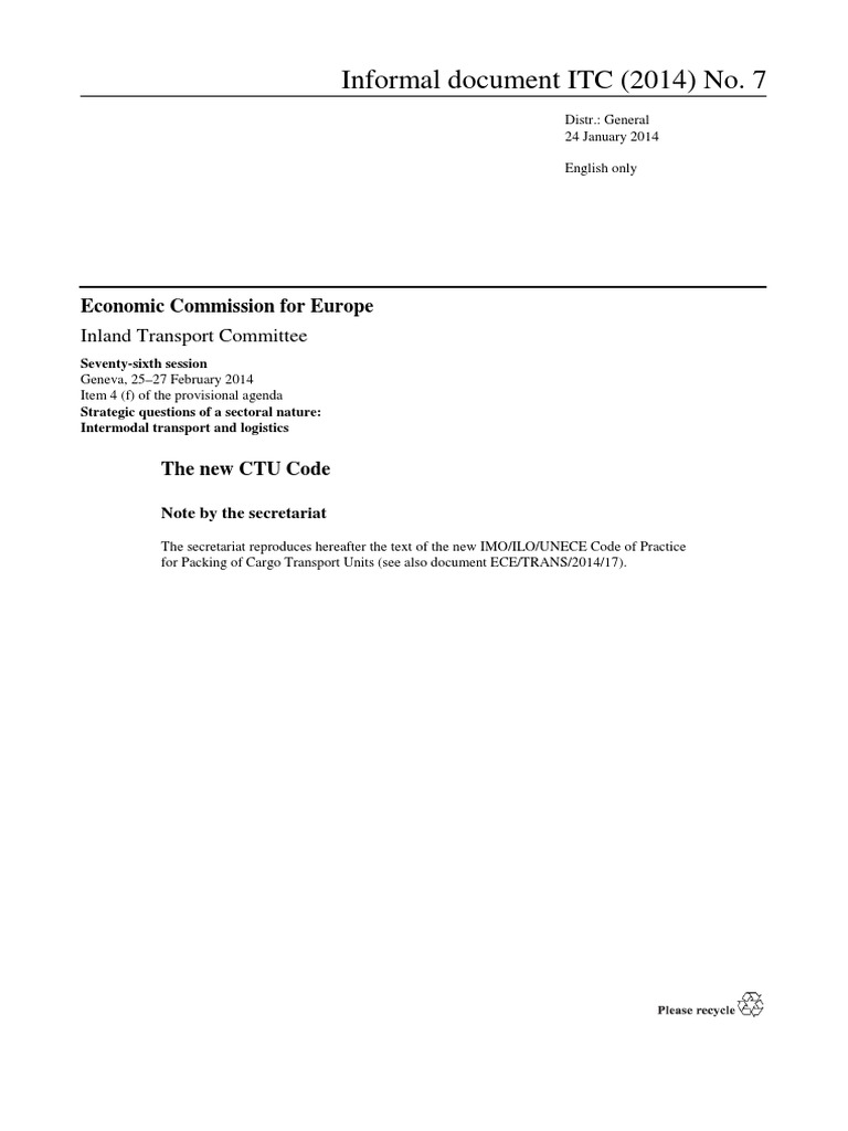 CTU Code January 2014 PDF | PDF | Cargo | Dangerous Goods