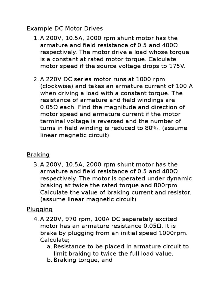Example DC Motor Drives | Download Free PDF | Series And Parallel ...