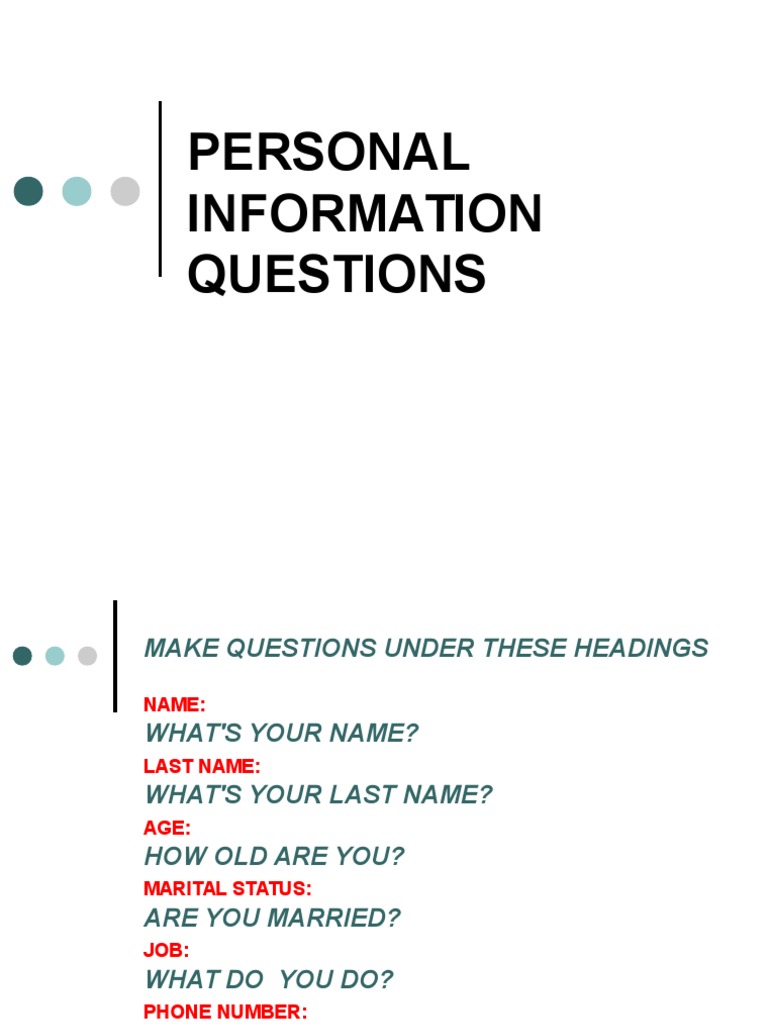 Personal Information Questions | PDF | Data Transmission | Information ...