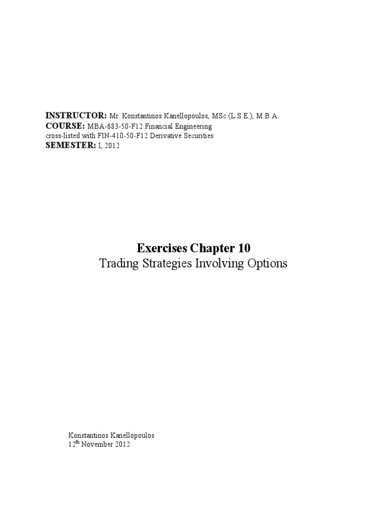 Exercises-Chapter-10 2012 Mba 683 Solutions | PDF | Put Option | Option (Finance)