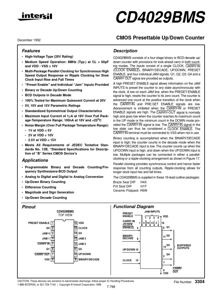 CD 4029 Bms | PDF | Capacitor | Electrical Circuits