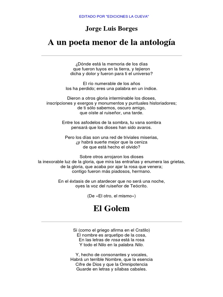 Borges Jorge - El Otro, El Mismo (Algunos Poemas) PDF | PDF | Alquimia ...