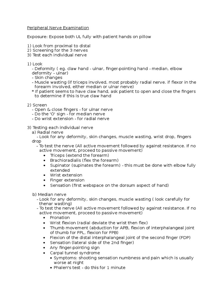 Peripheral Nerve Examination (Final) | PDF | Thumb | Hand