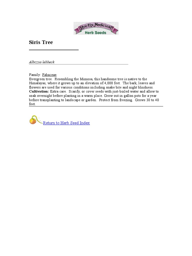 Siris Tree: Care & Uses Guide | PDF