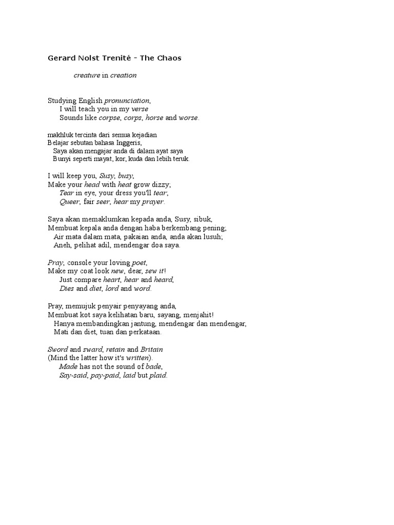 The Chaos Gerard Nolst Trenité | PDF