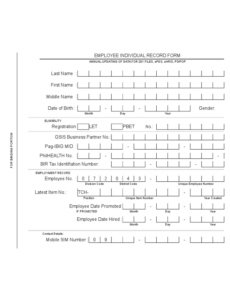 Employee Individual Record Form | PDF | Government Finances | Taxation