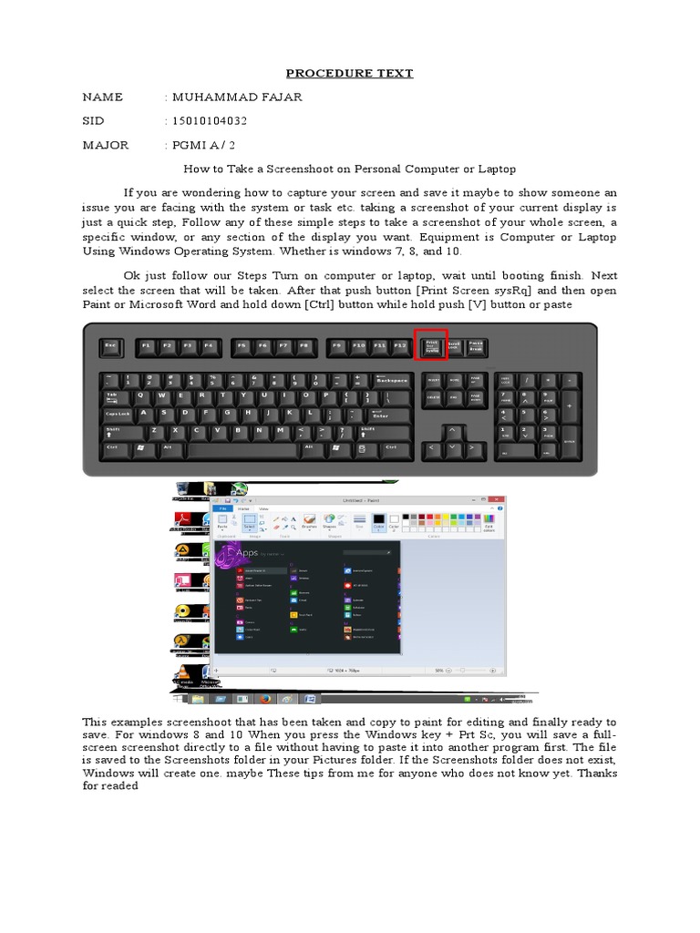How To Take A Screenshoot On Personal Computer or Laptop | PDF ...