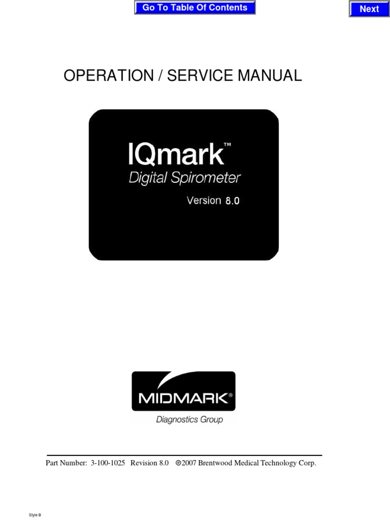 Midmark Iqmark Spirometer Operation-Service Manual | PDF | Remote ...