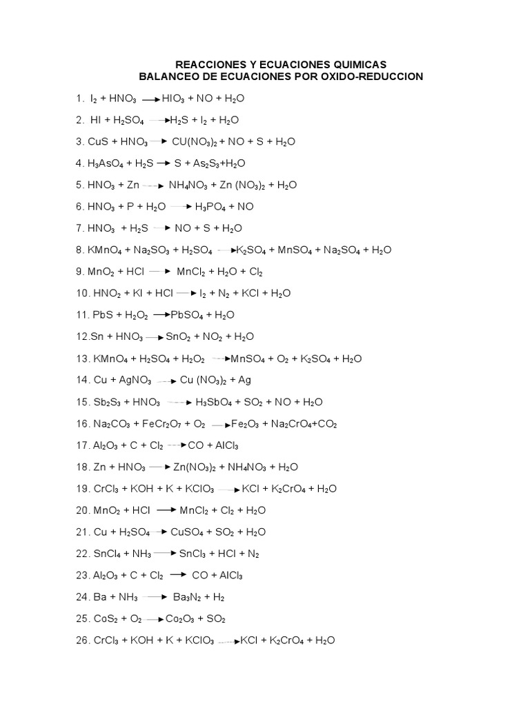Ejercicios de Oxido - Reduccion | PDF | Ajedrez | Naturaleza