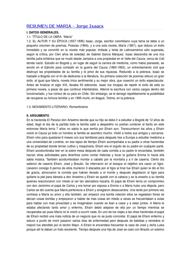 Resumen de Maria | PDF | Amor