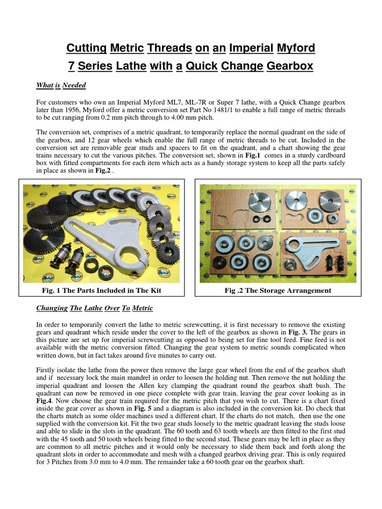Myford Metric Conversion | Gear | Transmission (Mechanics)