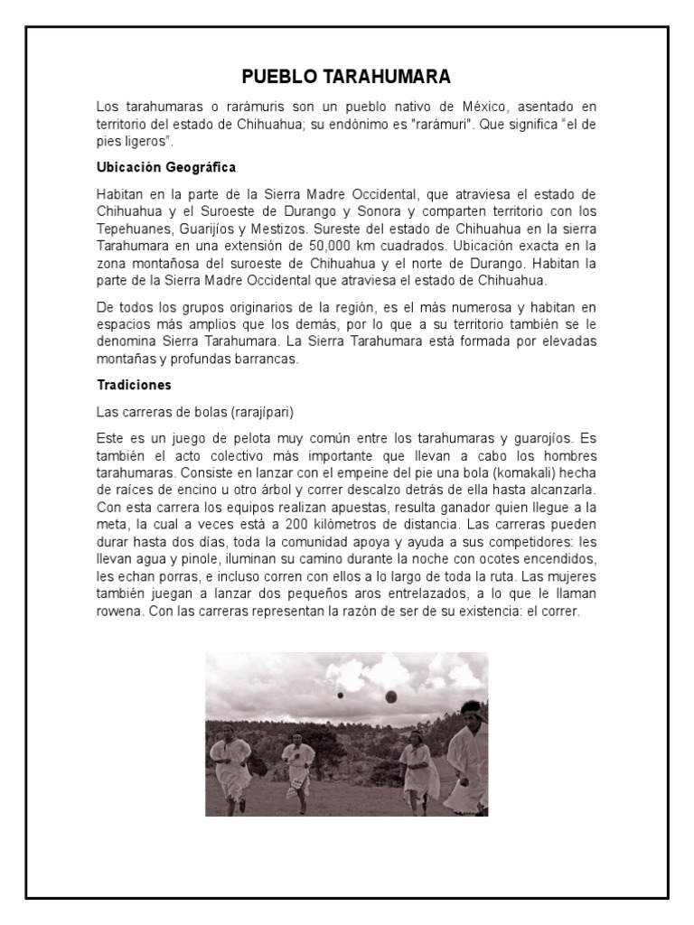 Los Tarahumaras | PDF | Folklore Mexicano | Pueblos Indígenas de las ...
