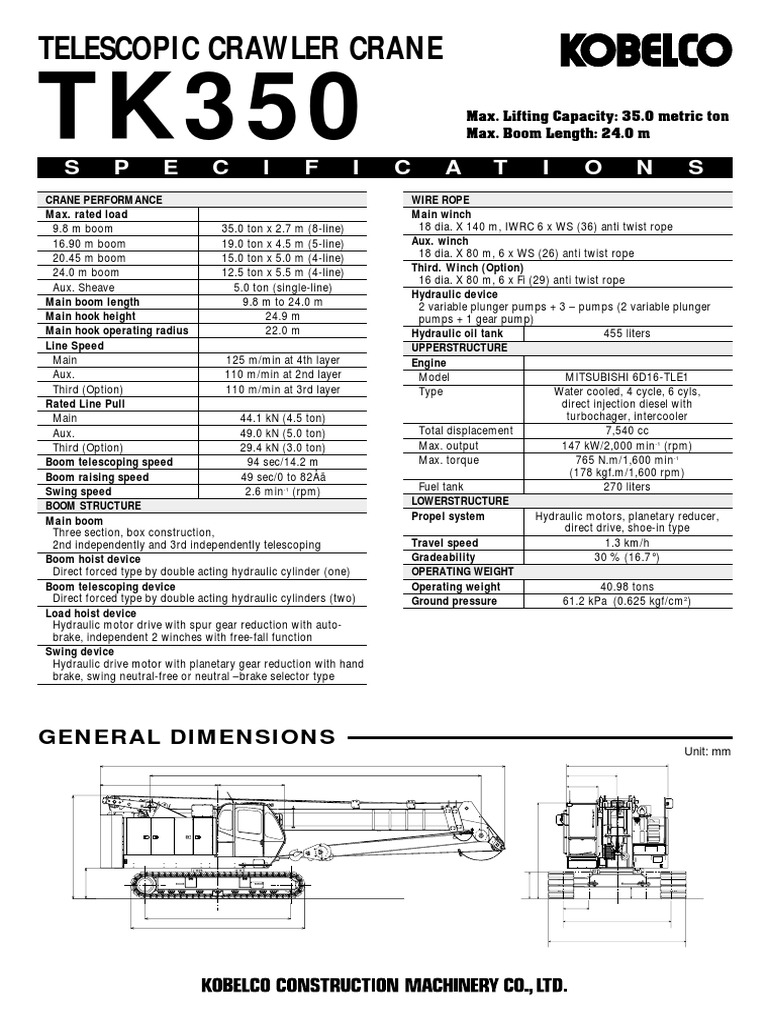 Crawler Crane 35 Ton | PDF | Crane (Machine) | Machines