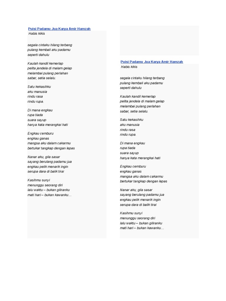 Puisi Padamu Jua Karya Amir Hamzah | PDF