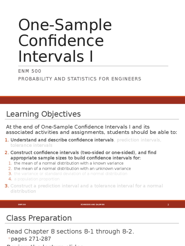 One-Sample Confidence Intervals I: ENM 500 Probability and Statistics ...