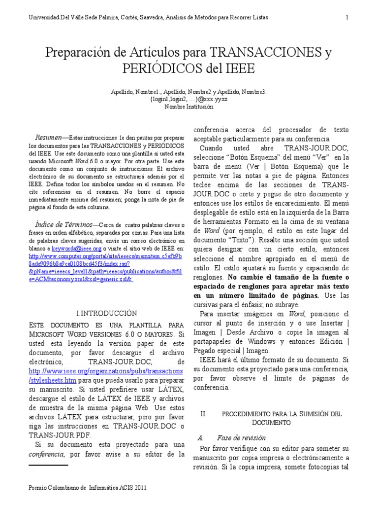 Plantilla IEEE para Documentos en Word | PDF | Comillas | Microsoft Word