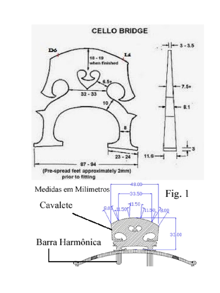Bridge Cello Medidas | PDF | Bowed Instruments | Friction Musical ...