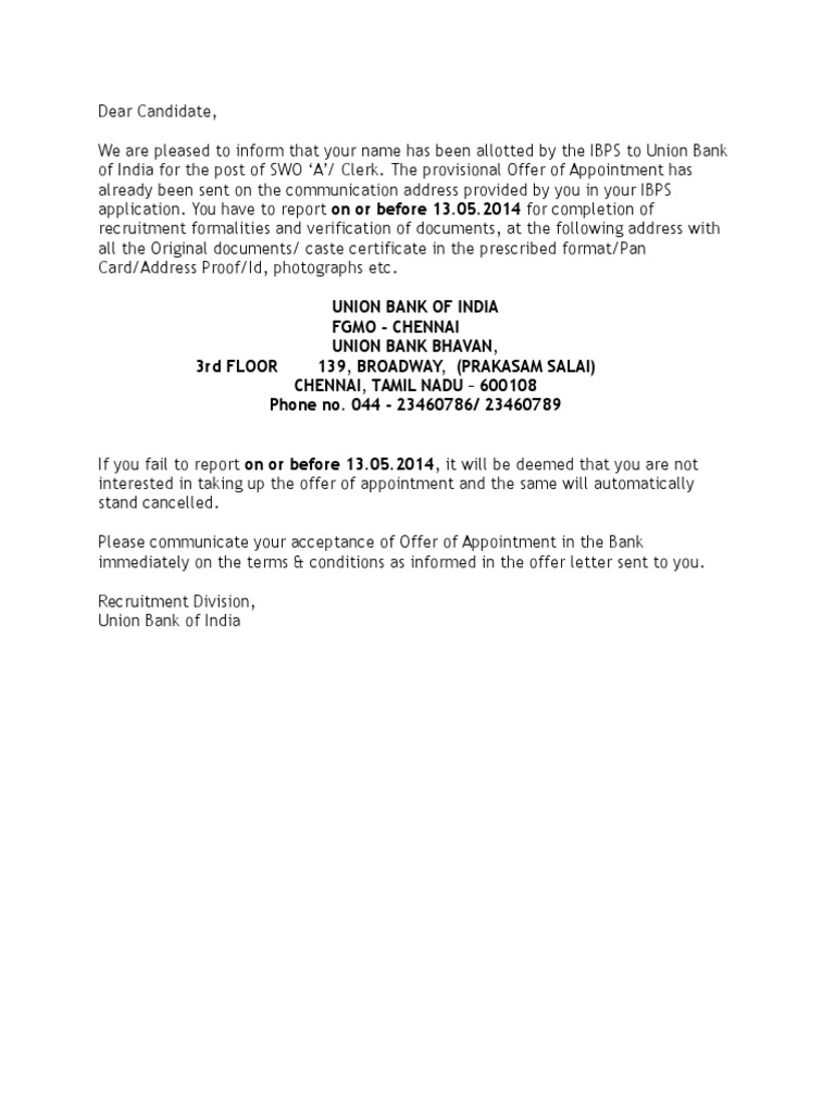 Dear Candidate | PDF