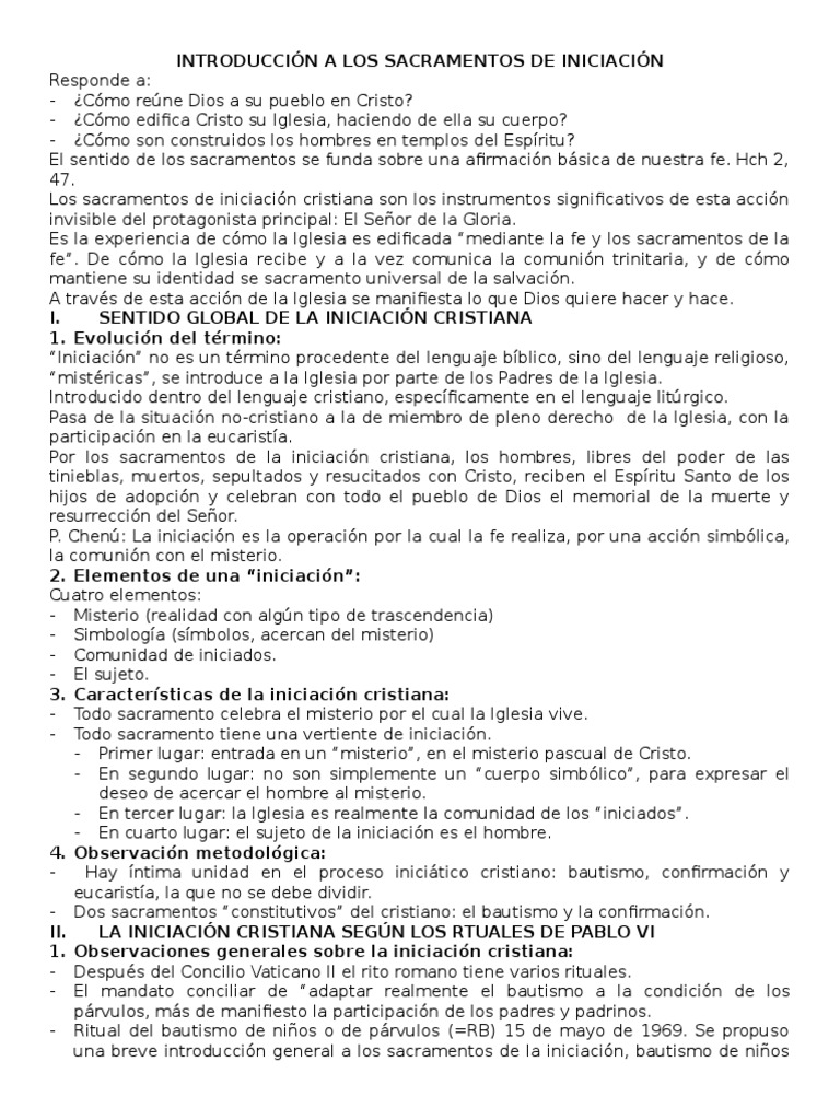 Introducción A Los Sacramentos de Iniciación | PDF | eucaristía ...