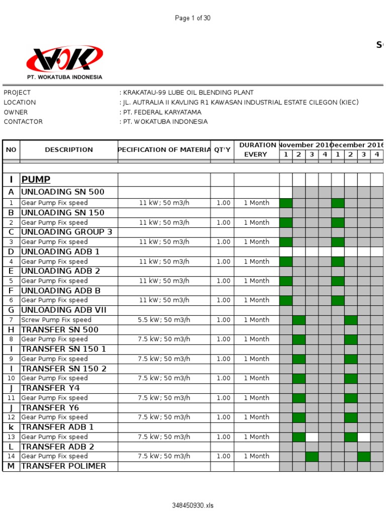 Schedule Maintenance Mechanical | PDF | Chemical Engineering | Hydraulics