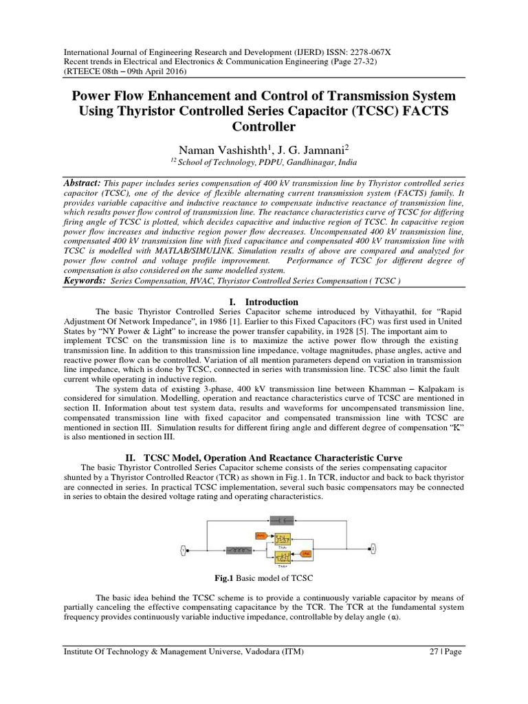 Power Flow Enhancement and Control of Transmission System Using ...