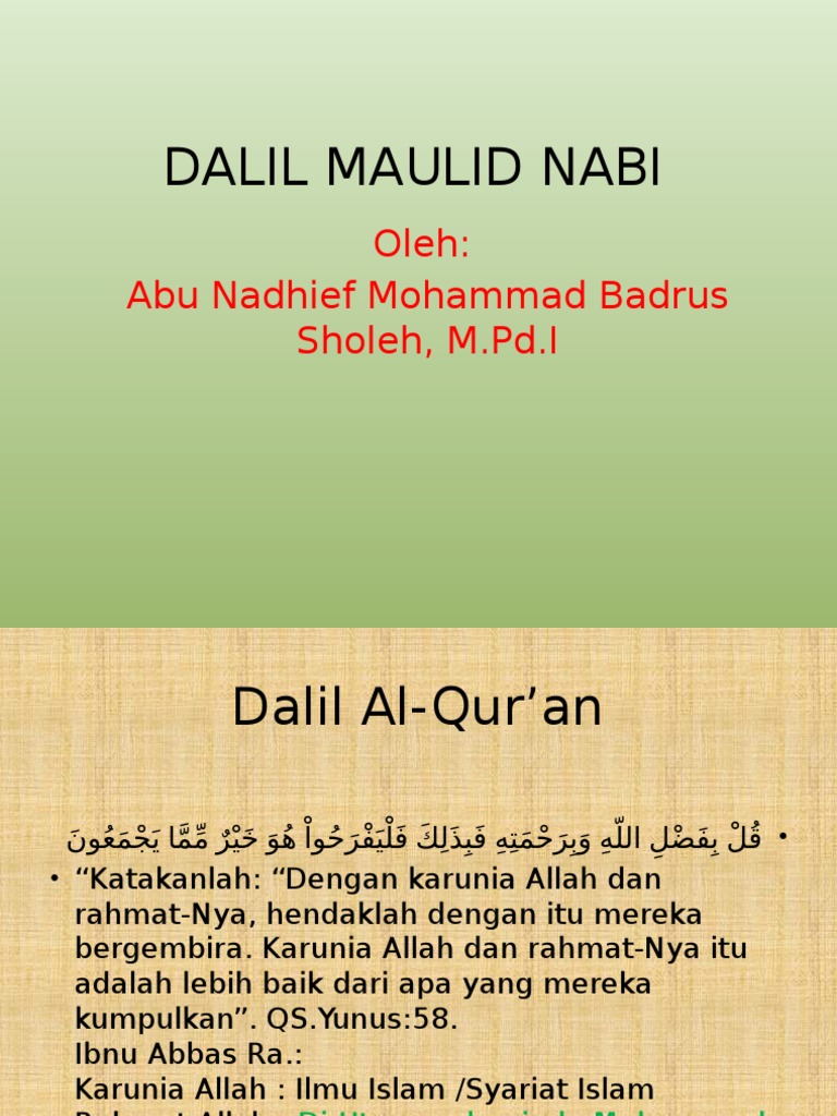 Dalil Maulid Nabi Muhammad SAW | PDF