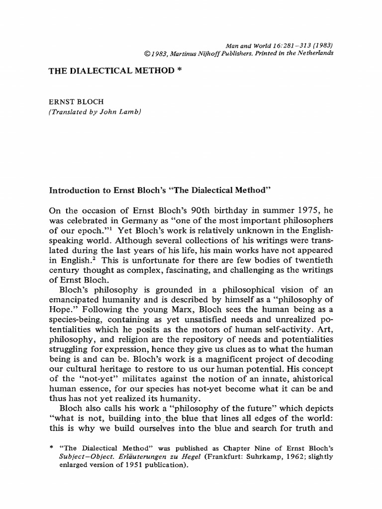 Dialectical Method (Bloch) | PDF | Dialectic | Georg Wilhelm Friedrich ...