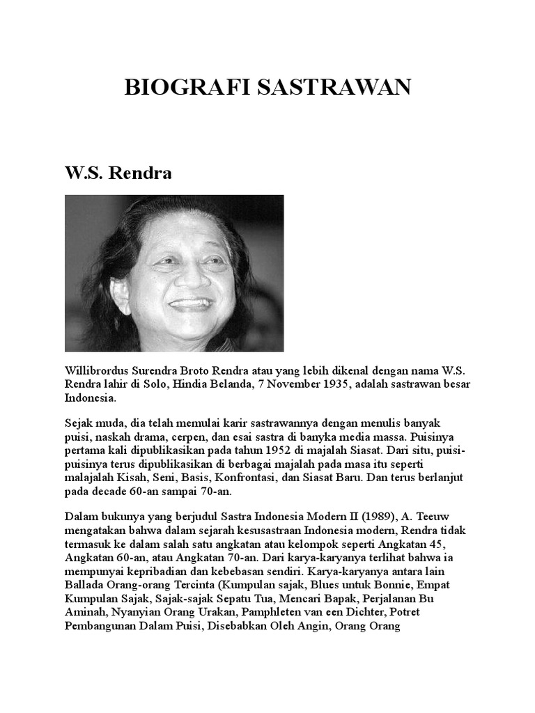 Biografi Sastrawan | PDF | Klasik