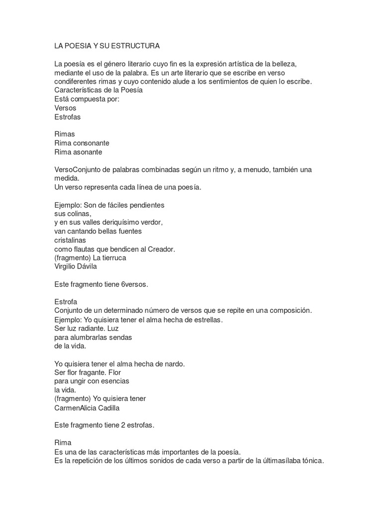 Estructura de la Poesía y sus Elementos | PDF | Metro (poesía) | Rima