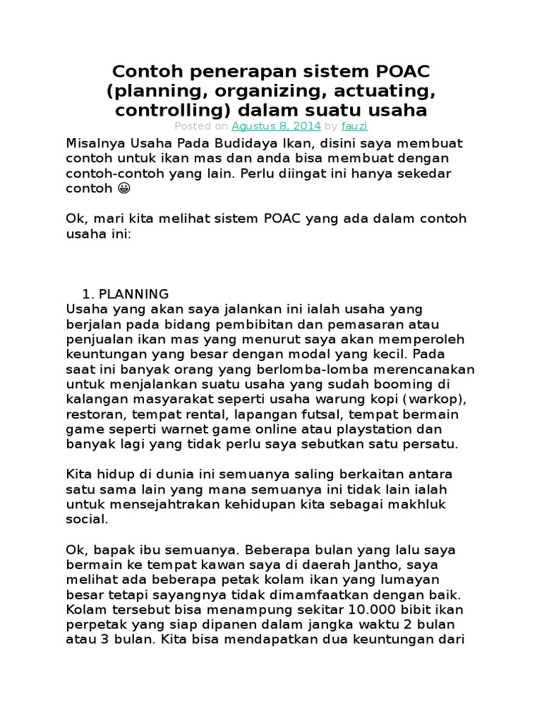 Contoh Penerapan Sistem POAC | PDF