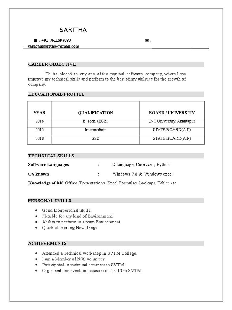 Saritha Resume 1 | PDF | Quadcopter | Computing And Information Technology