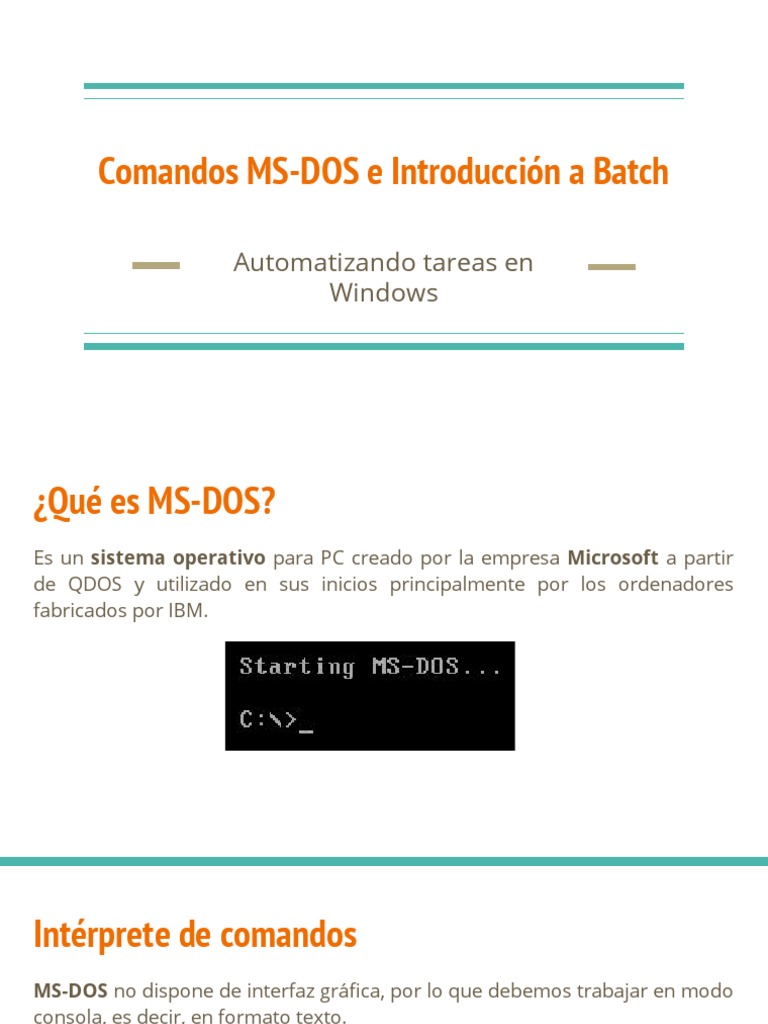 Comandos MS-DOS e Introducción A Batch | PDF | Arquitectura de Computadores | Tecnología de ...