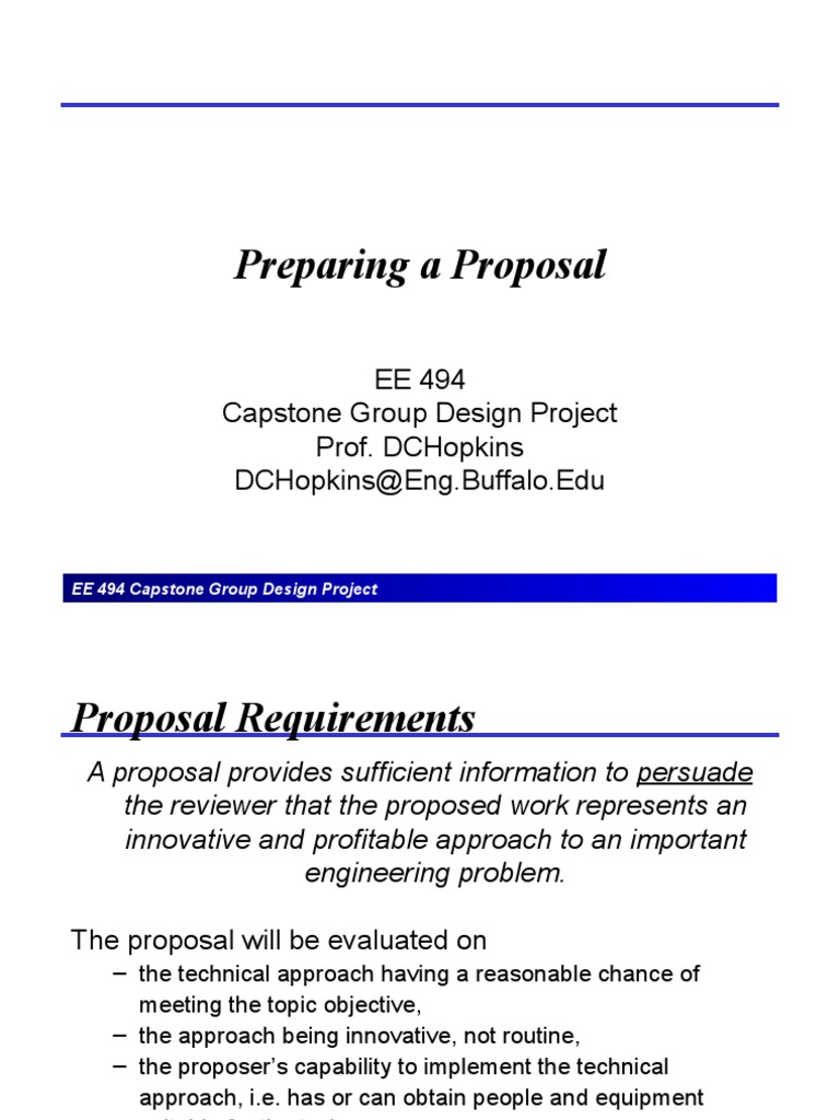 Preparing A Proposal: Ee 494 Capstone Group Design Project Prof ...