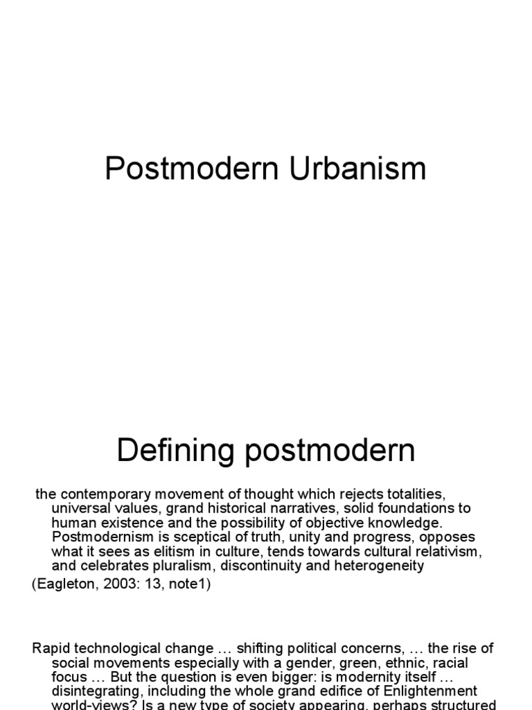 Understanding Postmodern Urbanism | PDF | Postmodernism | Suburb