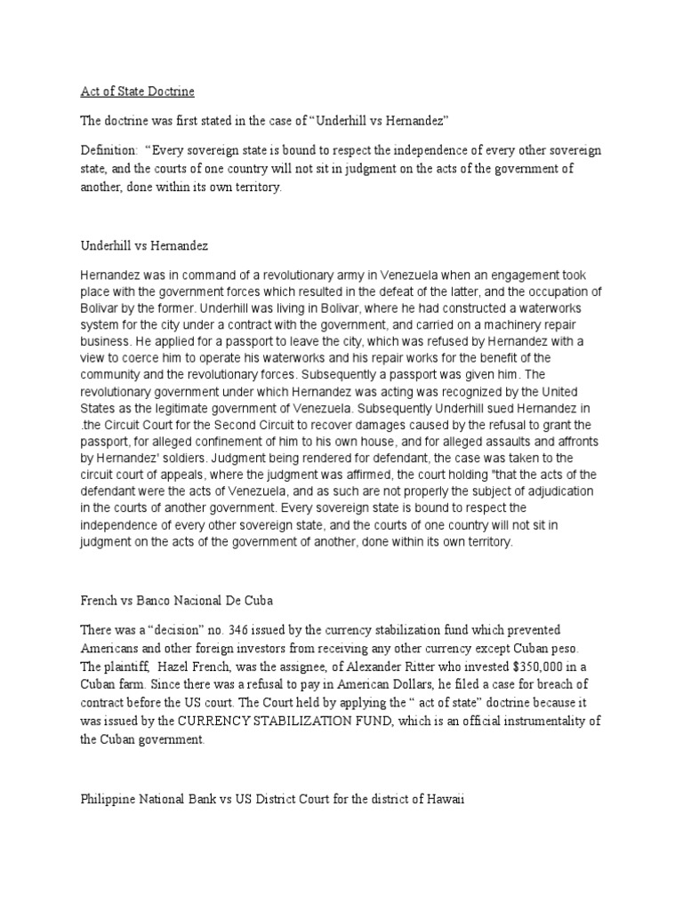 Act of State Doctrine.. | PDF | Government Information | Common Law
